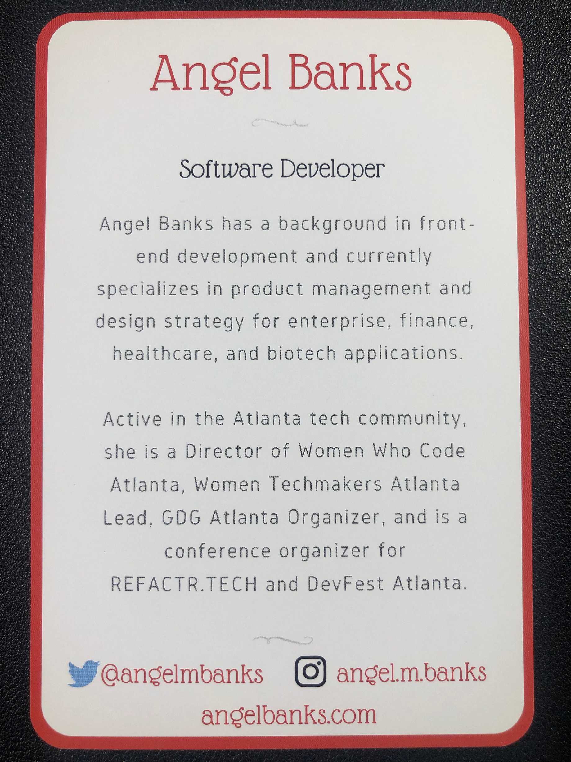 Angel Banks | Heroines of Javascript